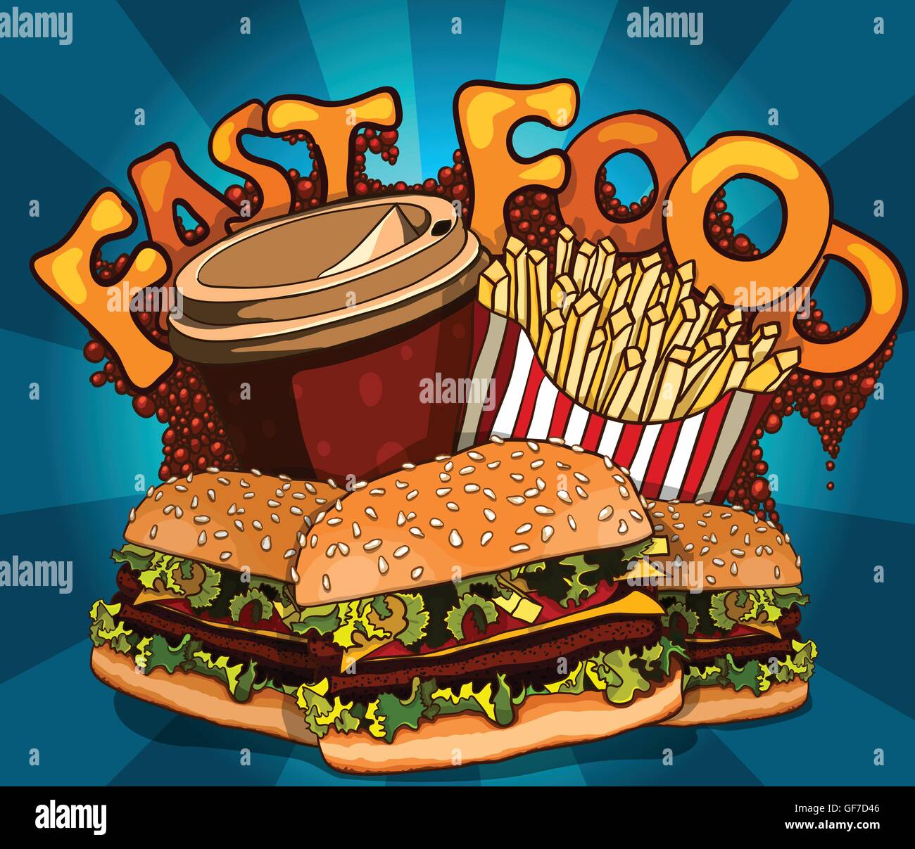 Group of fast food products. Vector background Stock Vector Image & Art ...