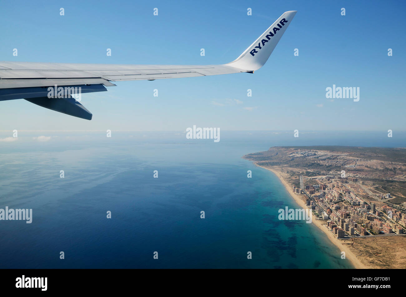 View from the window onto the wing of an airplane of the airline ...