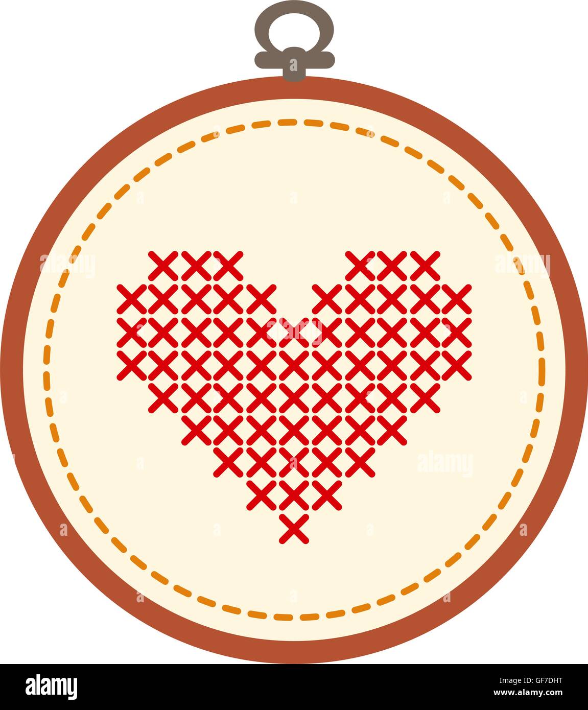 Embroidery hoop with heart isolated on white background Stock Vector ...