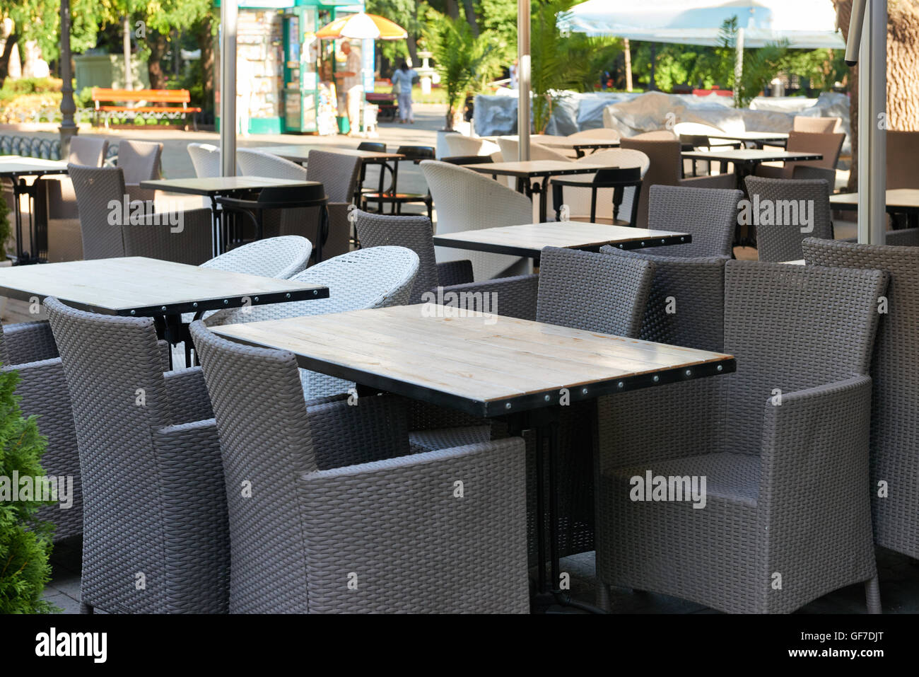 Tables without chairs hi-res stock photography and images - Alamy