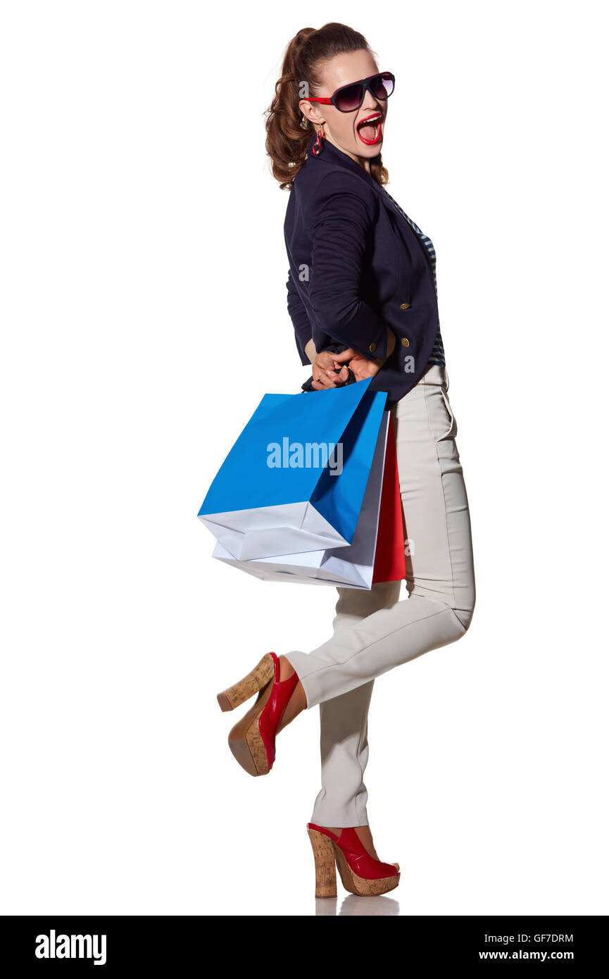 Luxury Shopping. The French way. Full length portrait of cheerful young ...