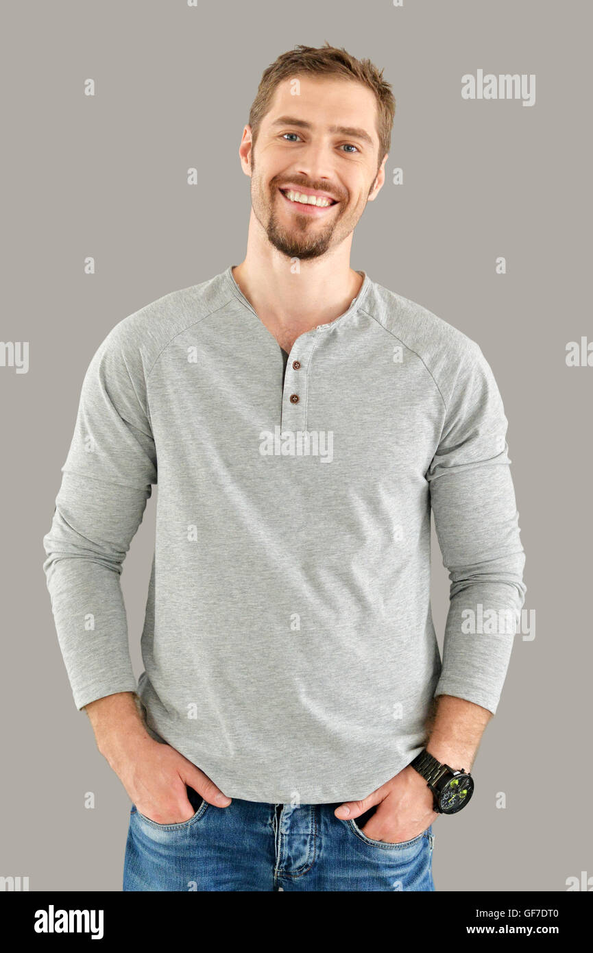 man in a casual style posing Stock Photo - Alamy