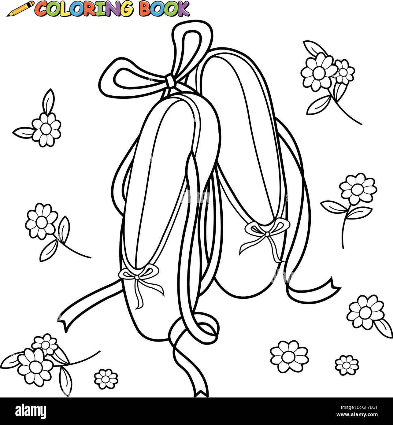 Girls ballet dancing pointe shoes with silk ribbons. Ballerina flat toe ...