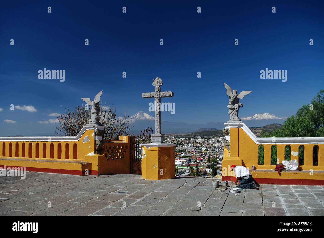 Church of Our Lady of Remedies on top of the Cholula Pyramid in Puebla ...