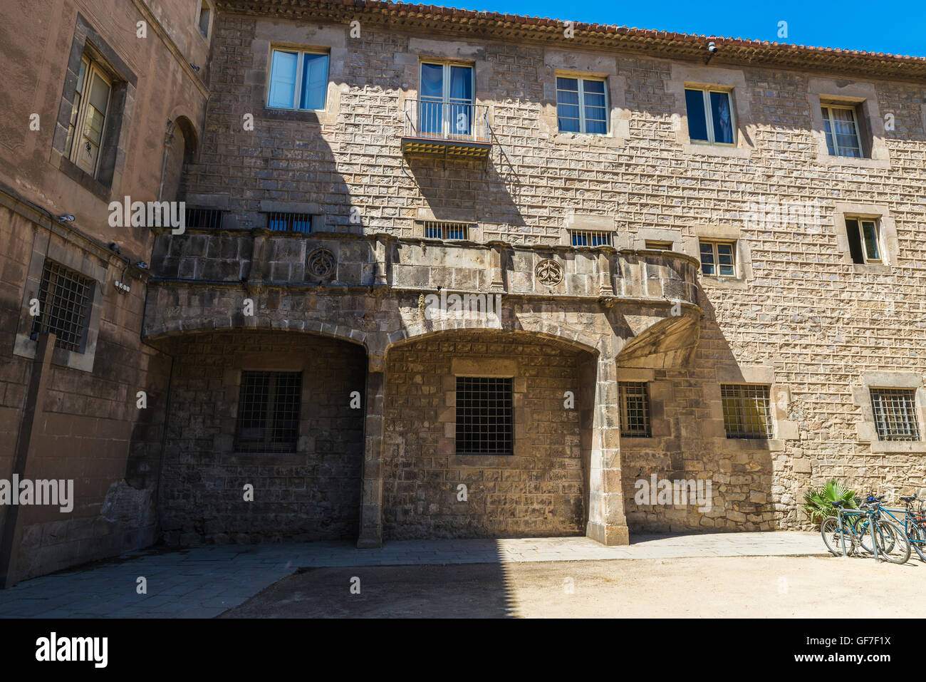 Medieval building of the old hospital of Santa Creu in the old town of ...