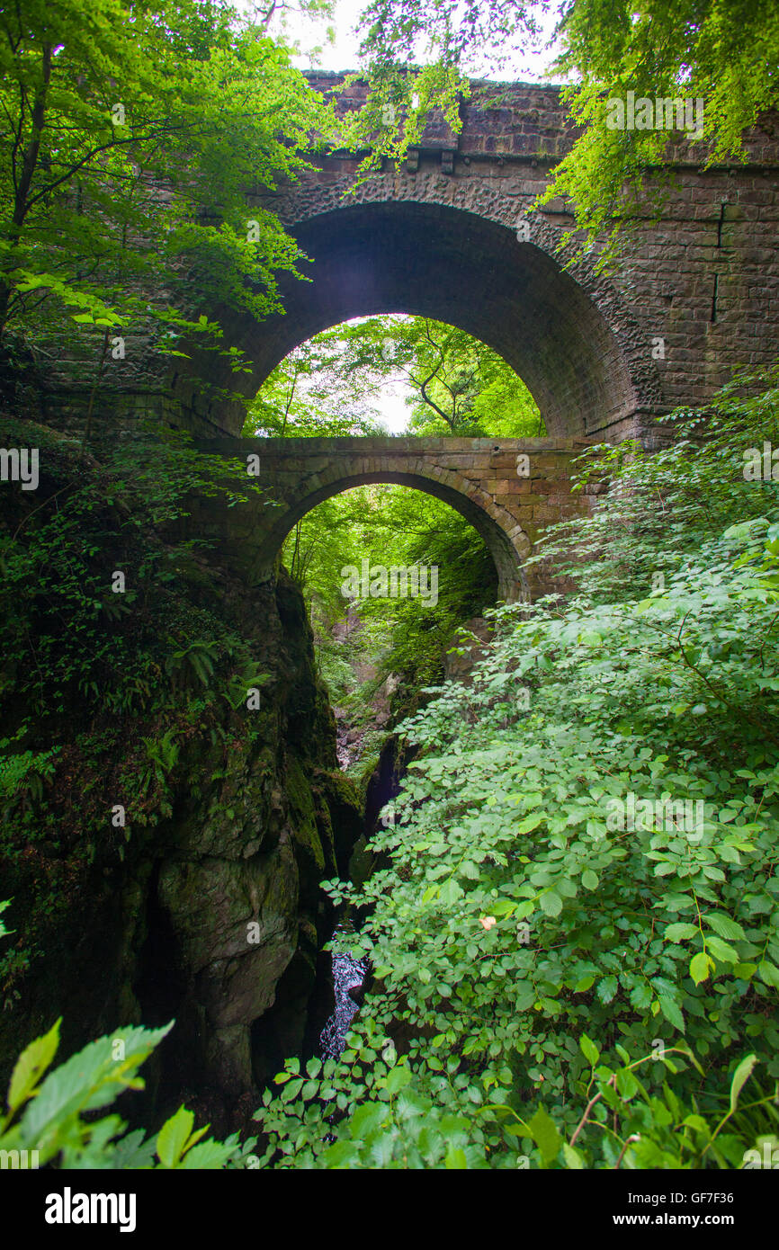 The Double Bridge of Rumbling Bridge, Perthshire, Scotland Stock Photo ...
