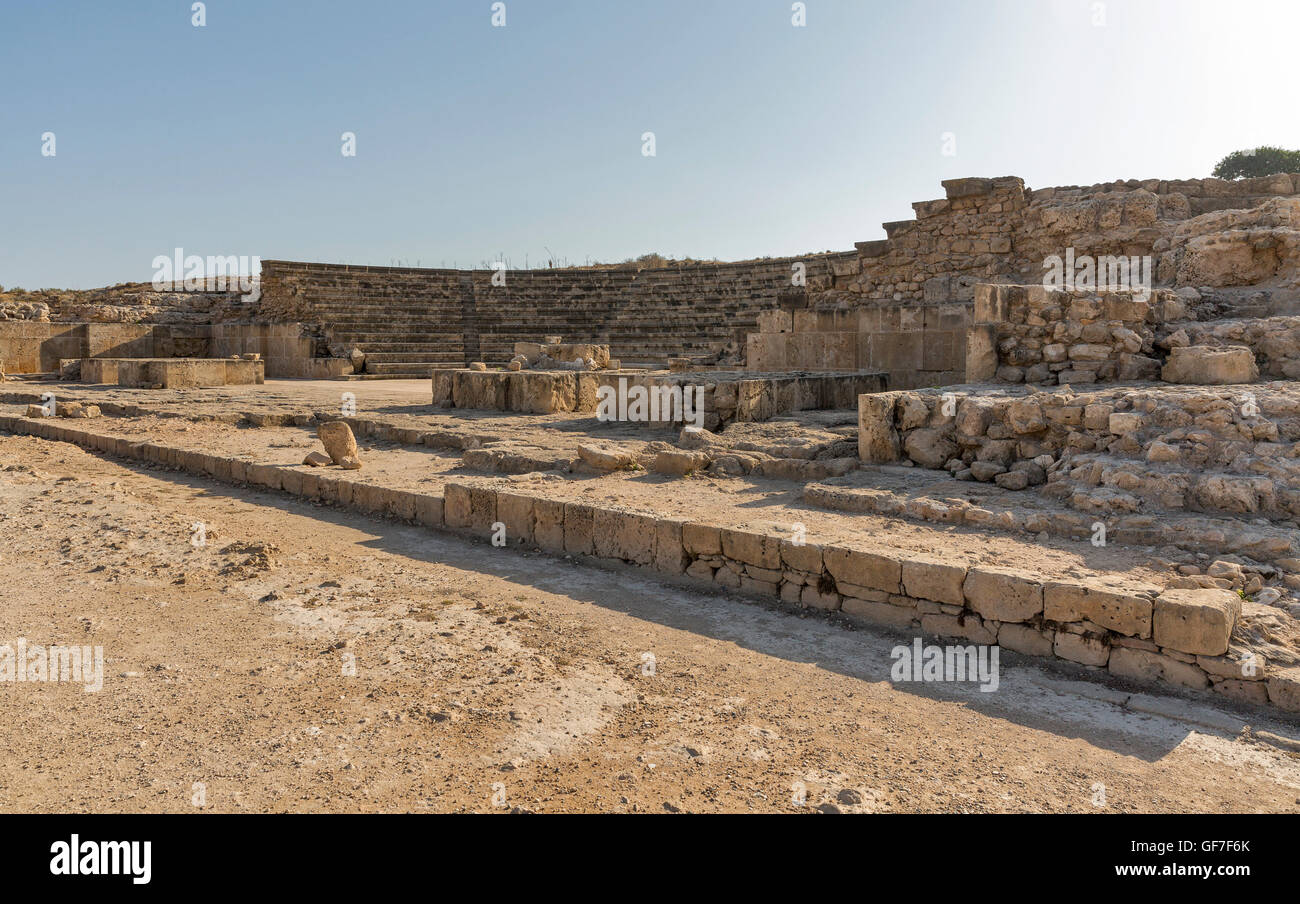 Ancient amphitheatre in Paphos, Cyprus. Archaeological site of Kato ...