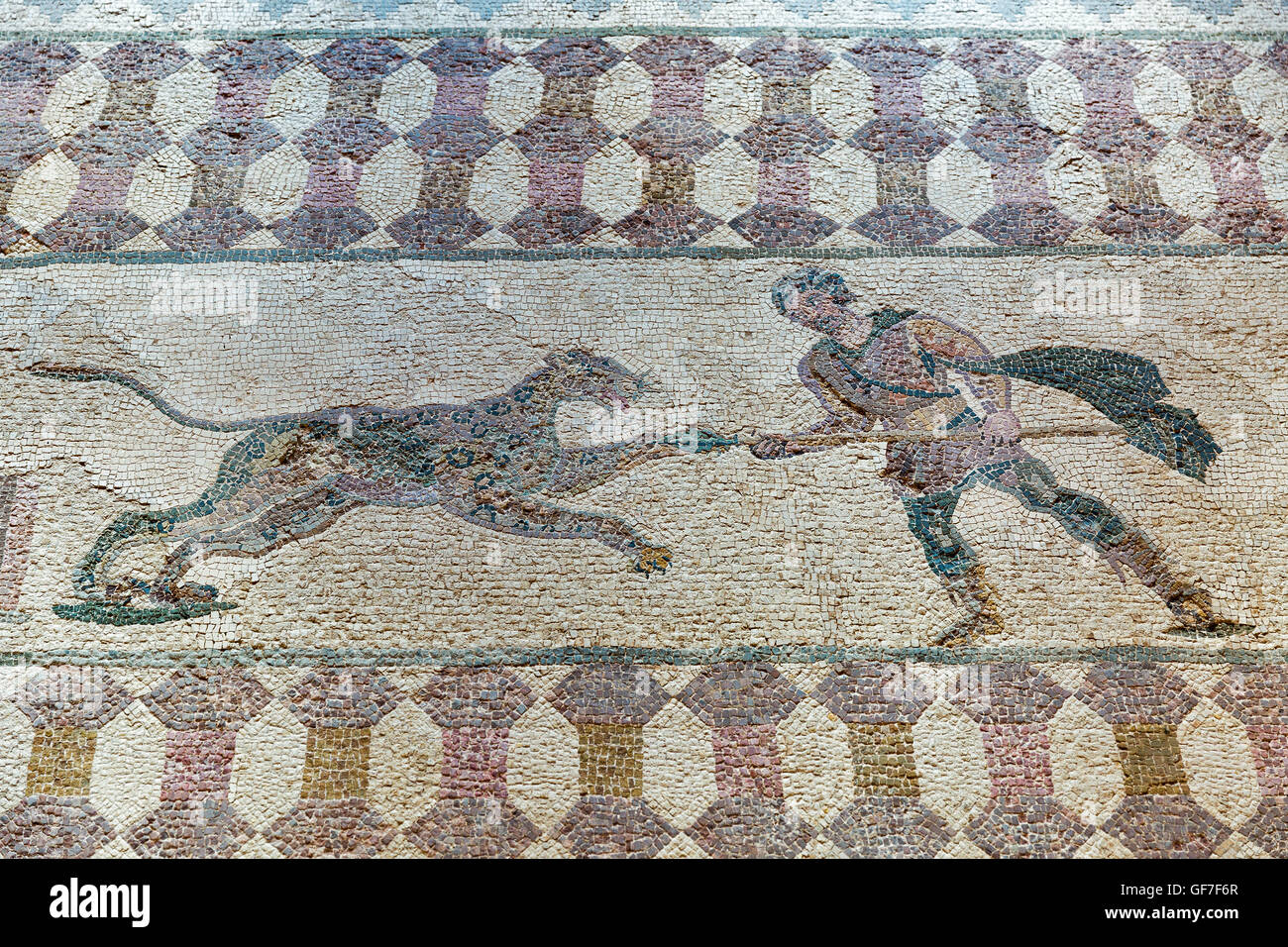 Ancient Greek floor mosaic in archaeologic park Kato Paphos, Cyprus ...