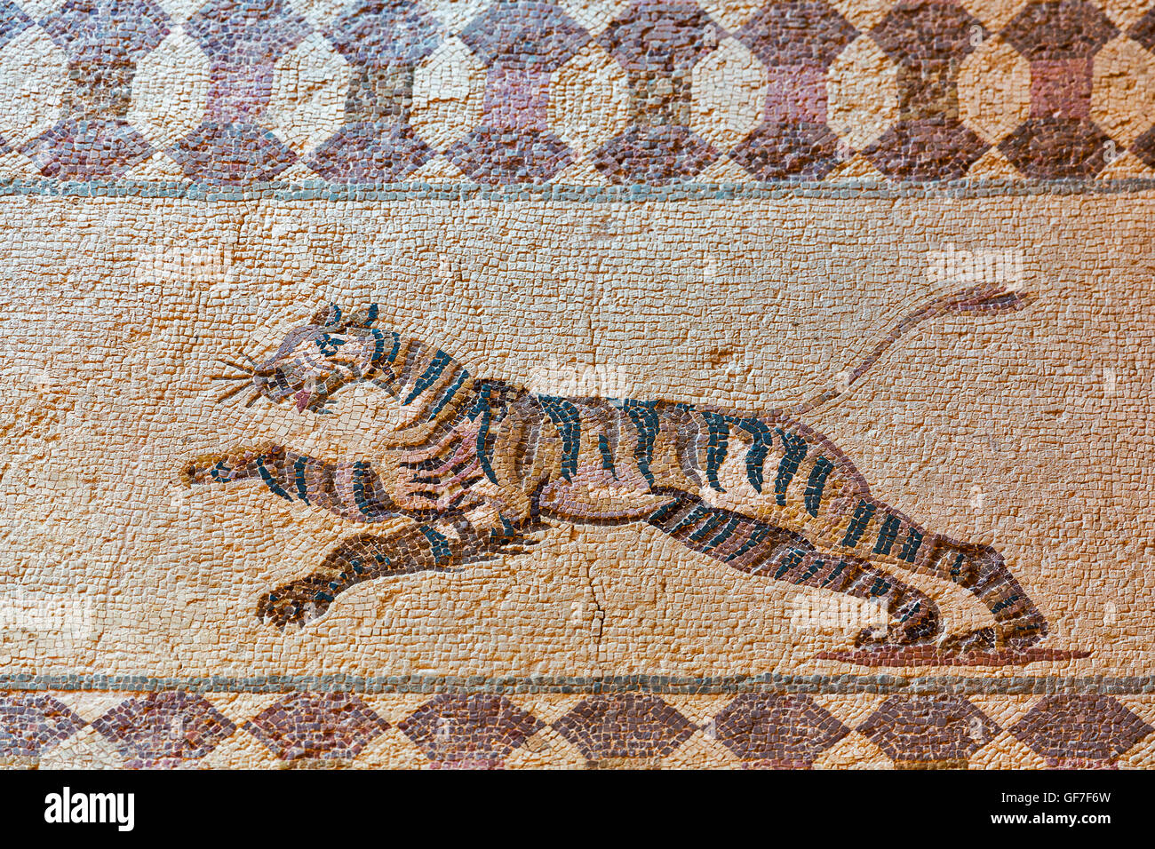 Ancient Greek floor mosaic in archaeologic park Kato Paphos, Cyprus ...