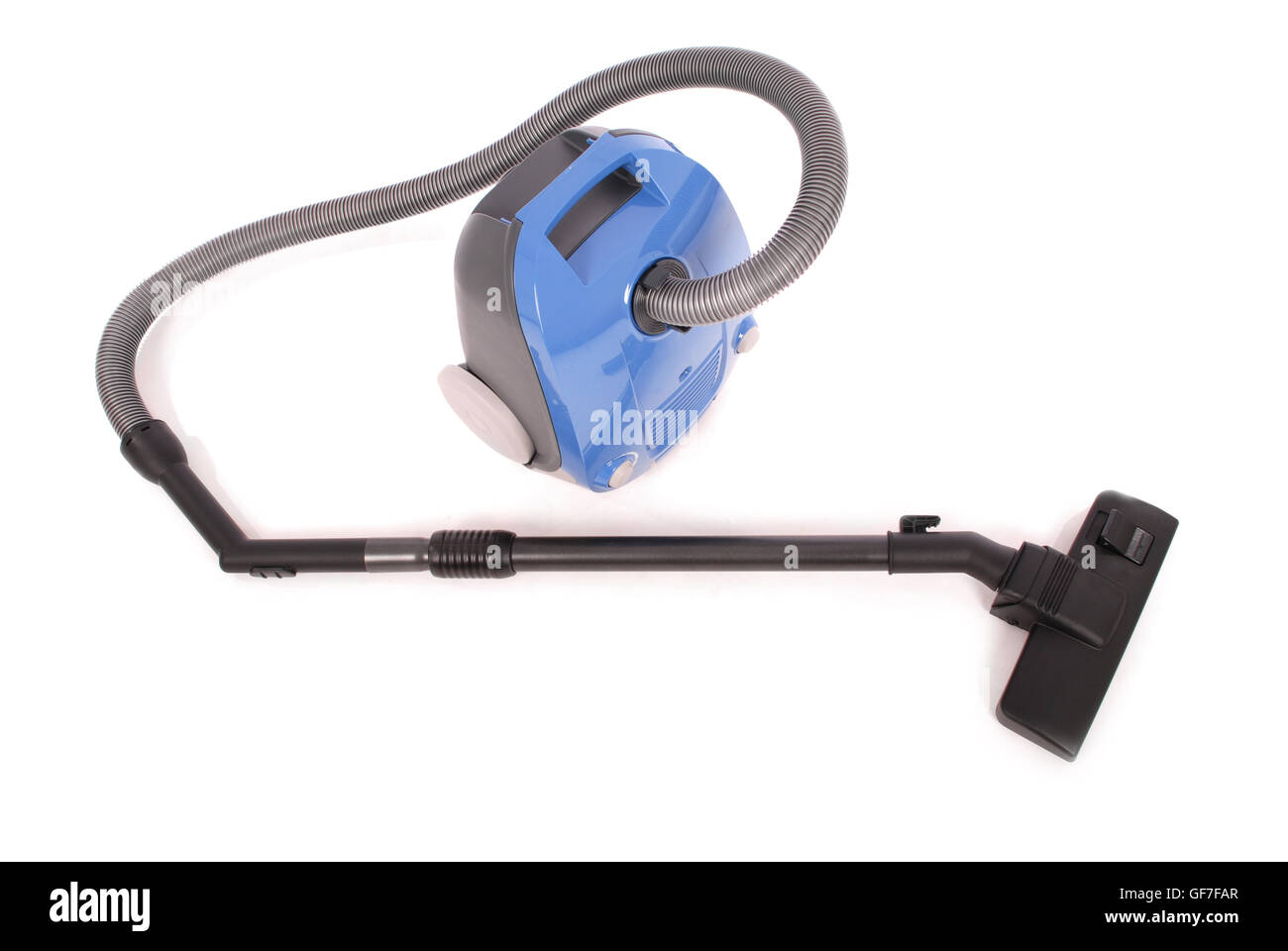 Blue vacuum cleaner isolated on white background with soft shadow Stock ...