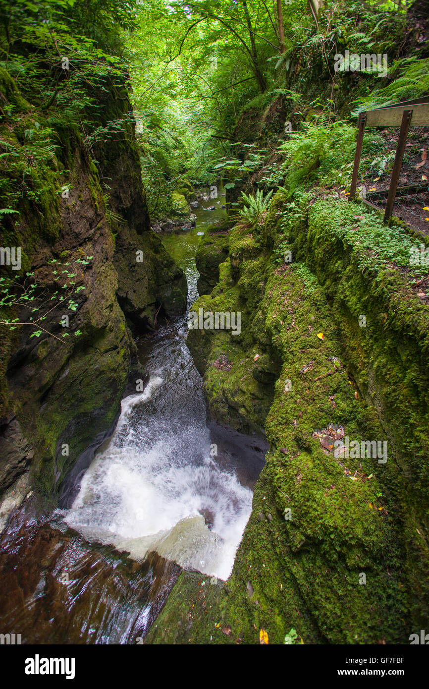 River Devon waterfalls at Rumbling Bridge Perth and Kinross, Scotland ...