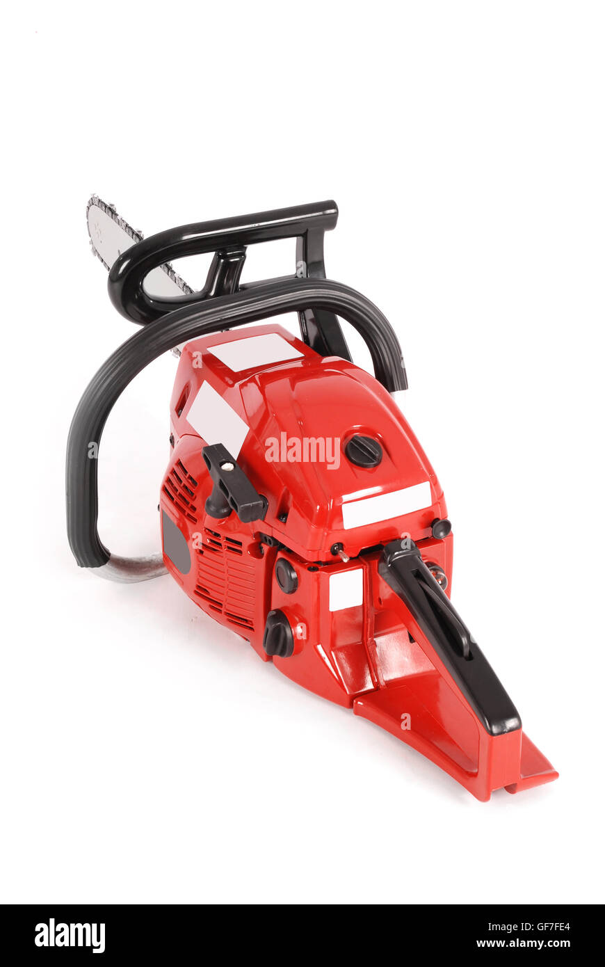 Red professional chainsaw isolated on white background Stock Photo - Alamy