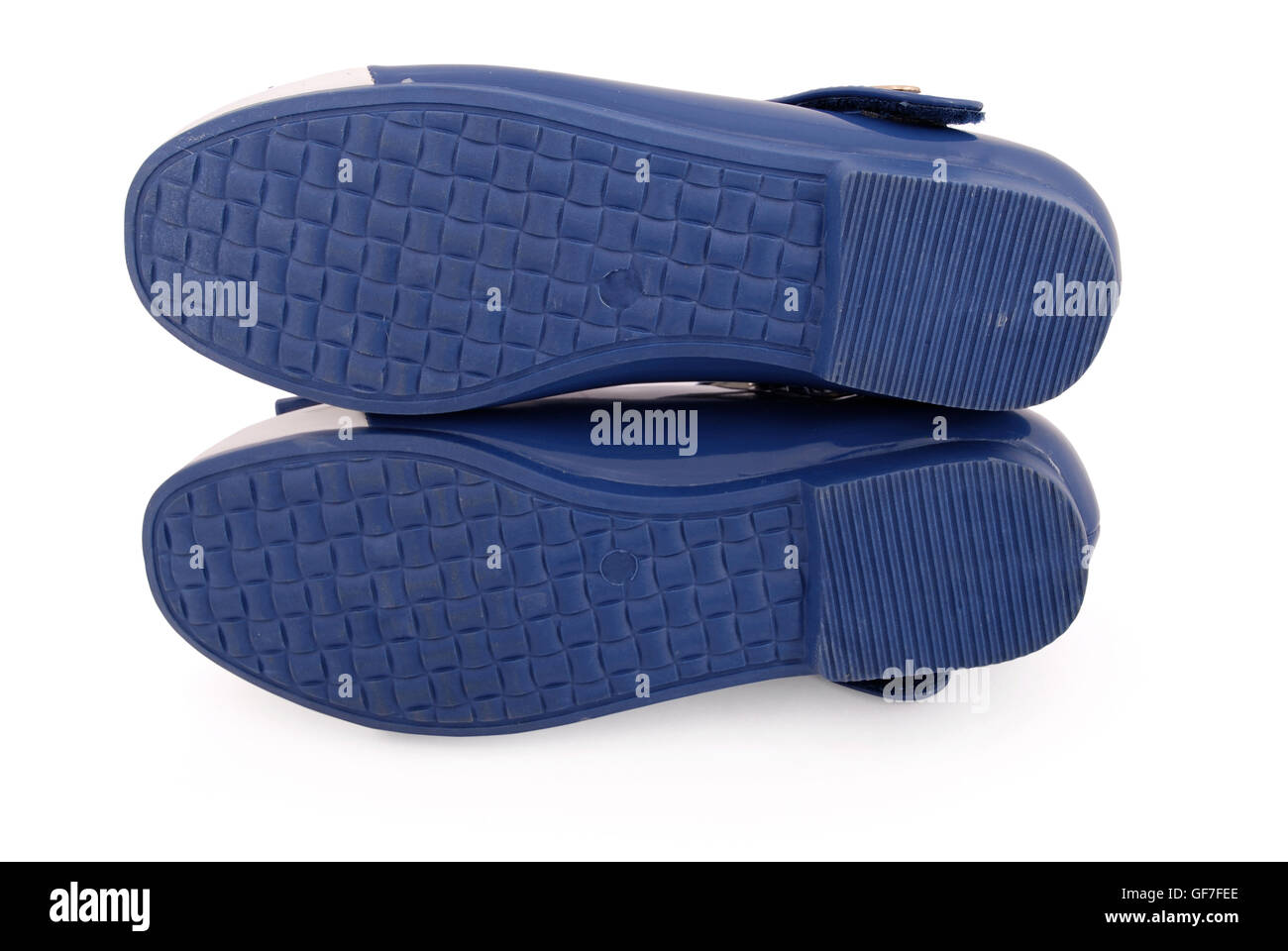 Blue girl shoes white background with soft shadow. Clipping path Stock ...