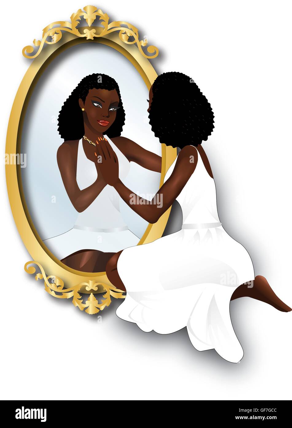 A woman seeing her reflection feeling confident Stock Vector Image ...
