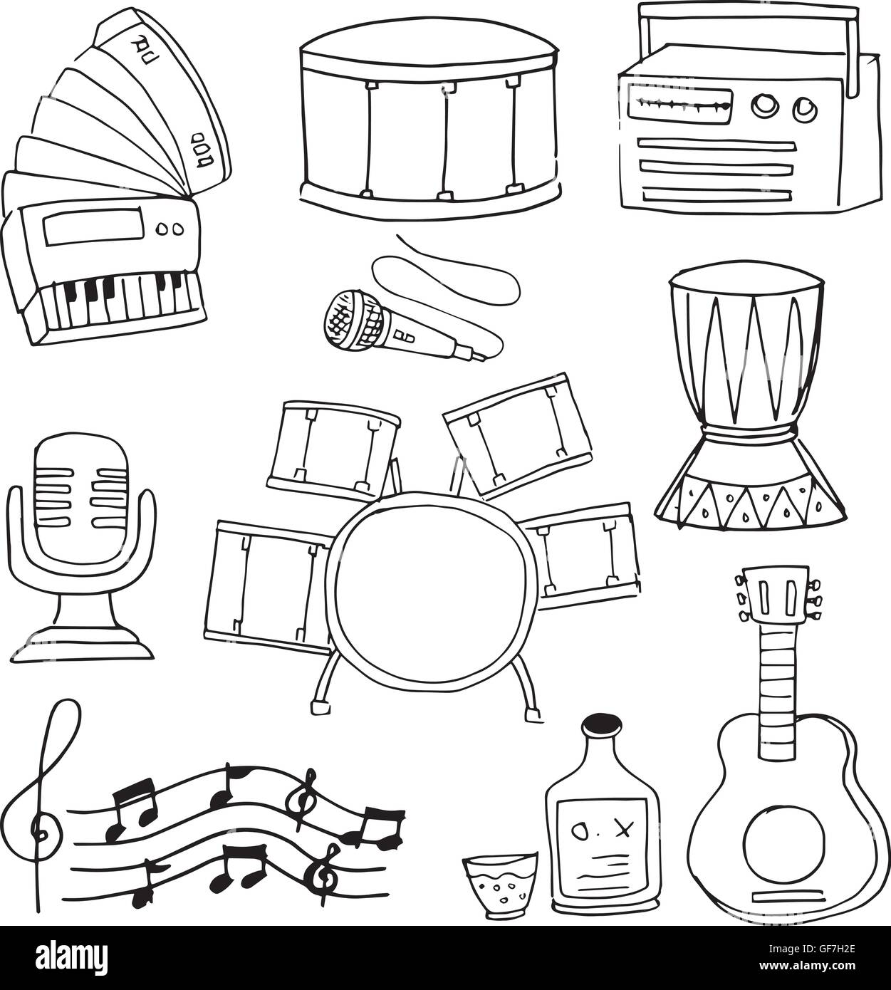 Doodle of music object vector art Stock Vector Image & Art - Alamy