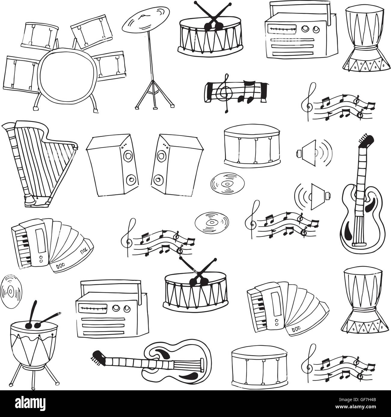 Doodle of hand draw music object Stock Vector Image & Art - Alamy