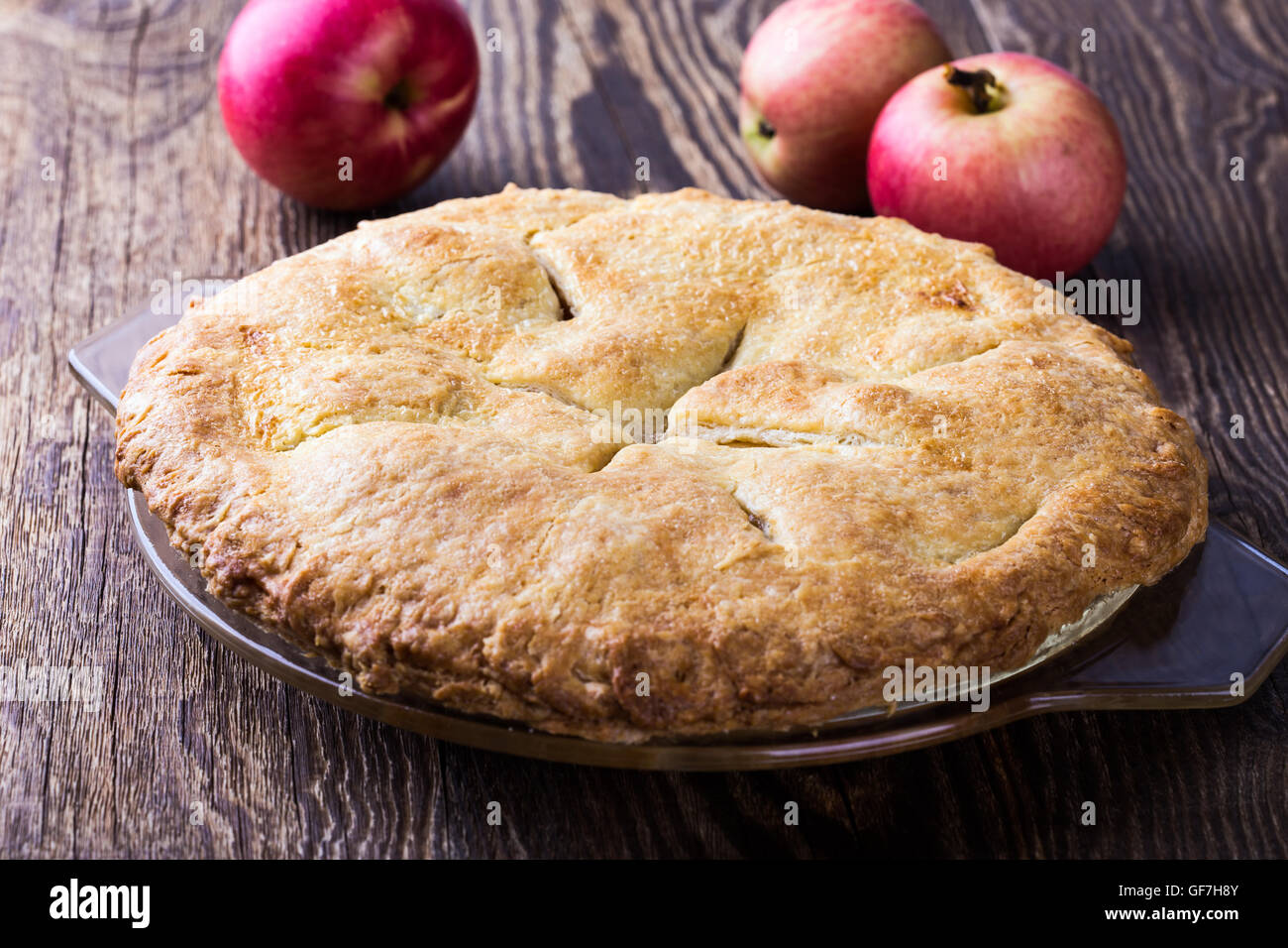 Homemade apple pie with a flaky pie crust and sliced apples, sugar ...