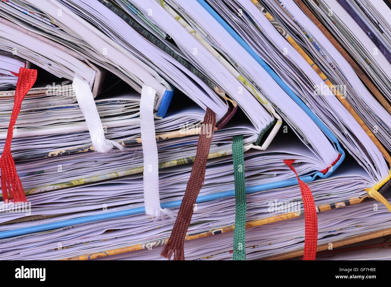 Stack of notebooks, work for teacher Stock Photo - Alamy