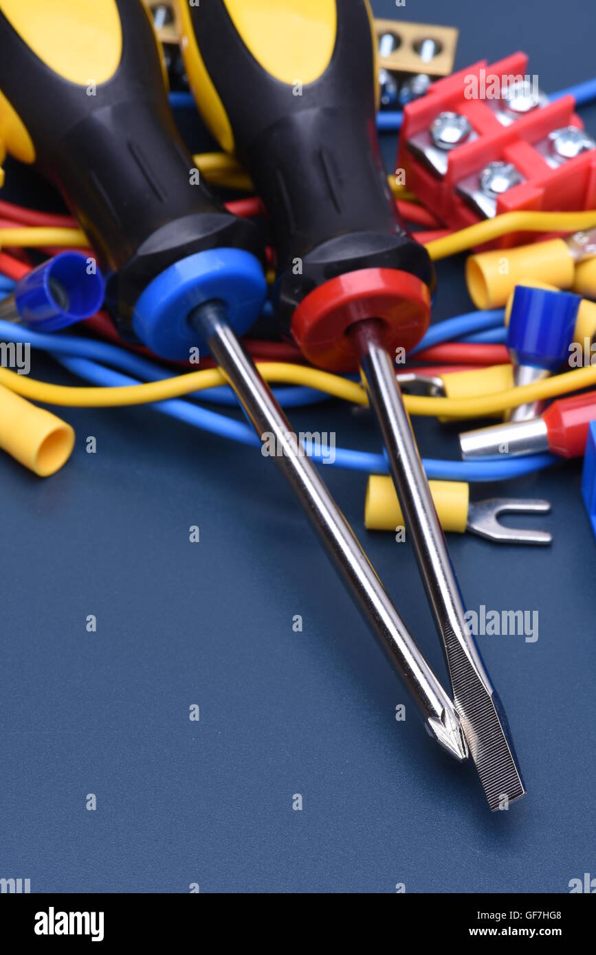 Electrical component kit to use in electrical installations on blue ...