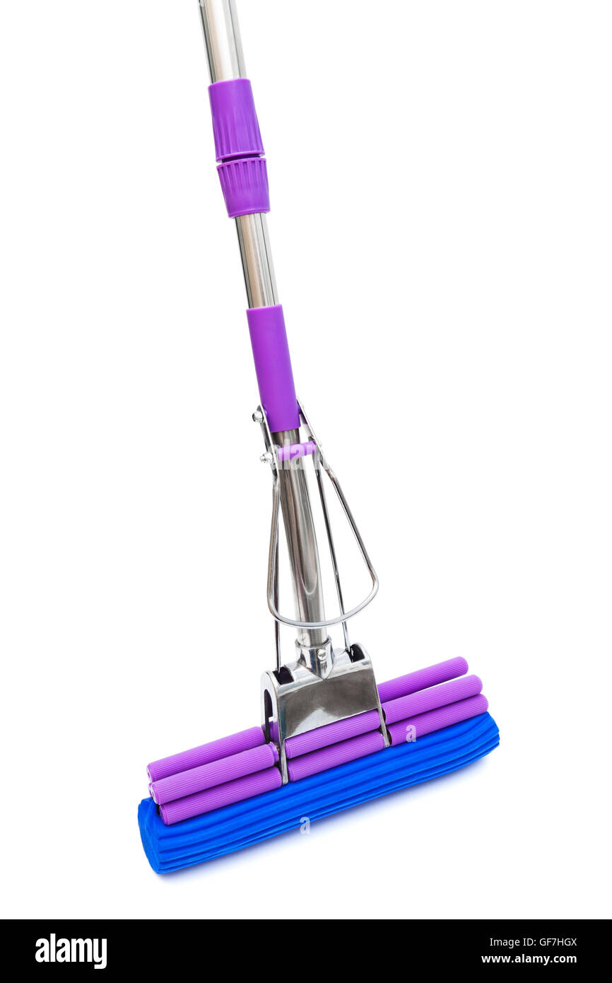 modern mop for washing floors on a white background Stock Photo - Alamy