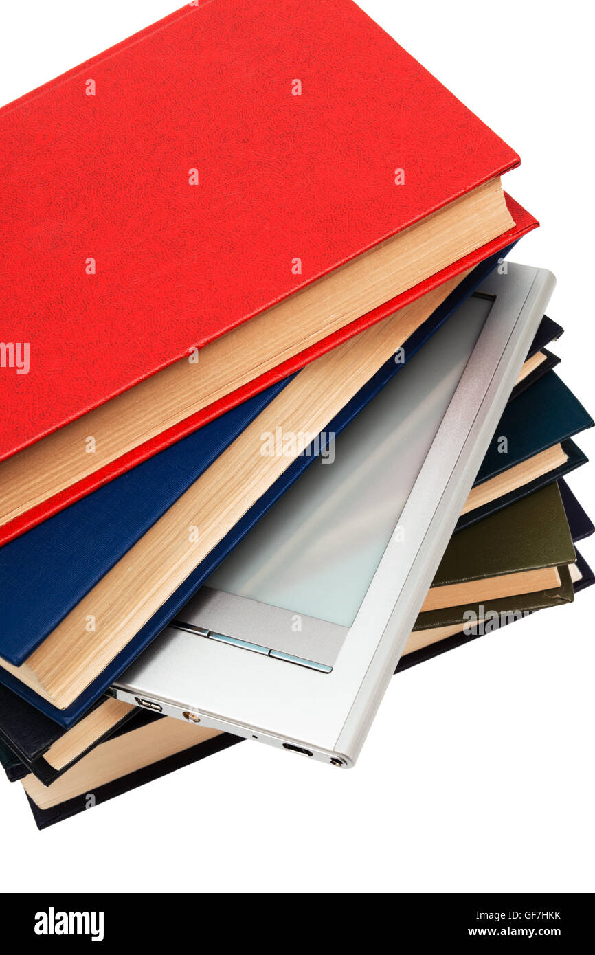 reader and books on a white background Stock Photo - Alamy