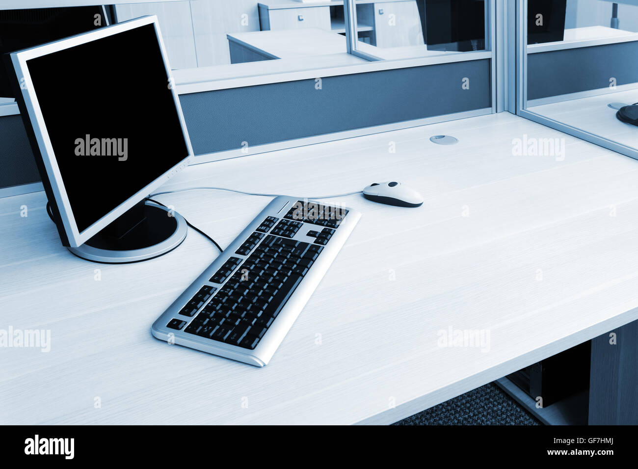 computer on a desk in a modern office Stock Photo - Alamy