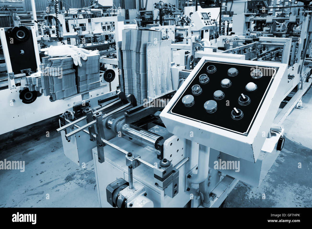 Control panel of the equipment in a modern printing house Stock Photo ...