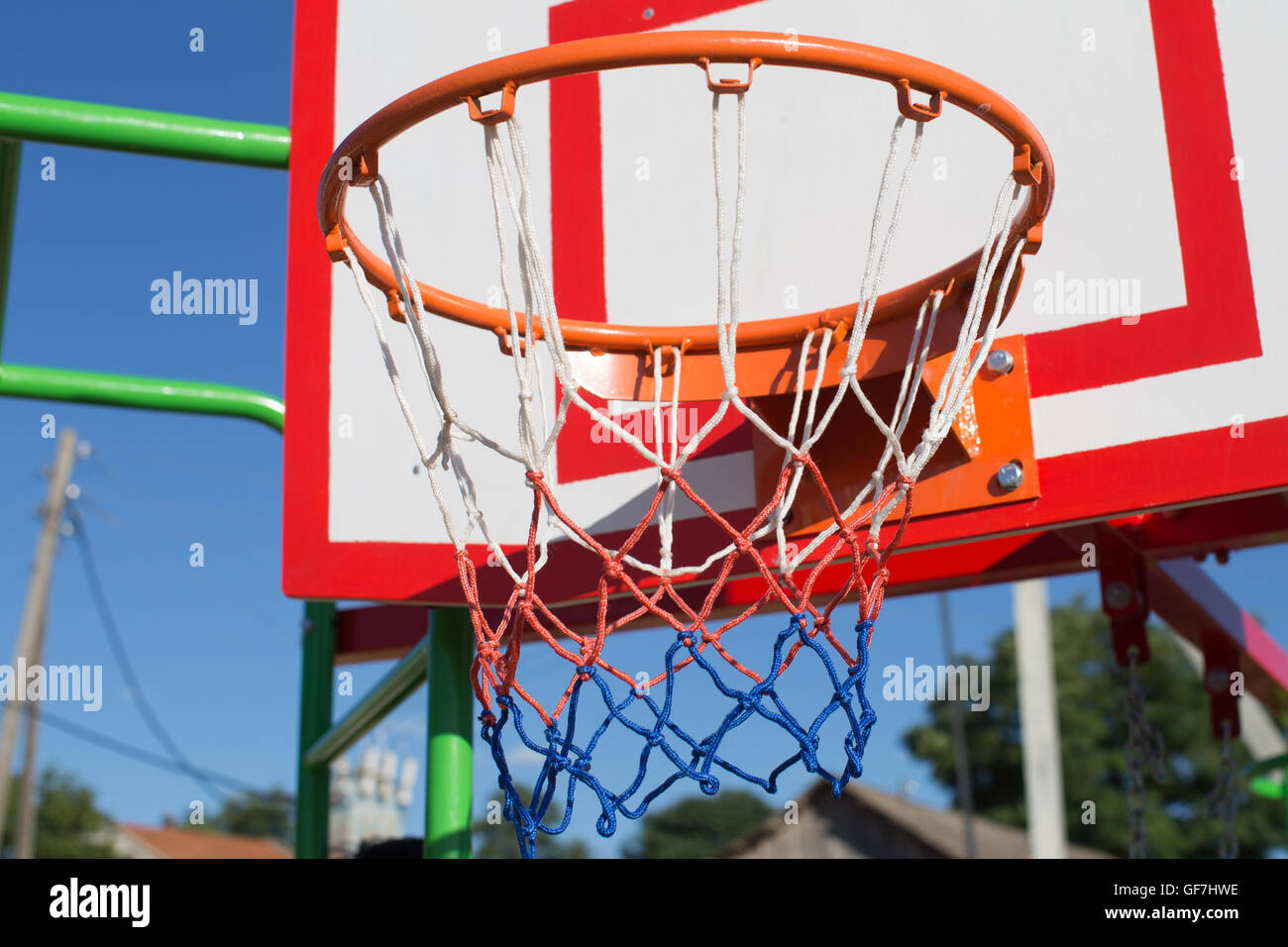 basketball board and hoop in an outside arena Stock Photo - Alamy