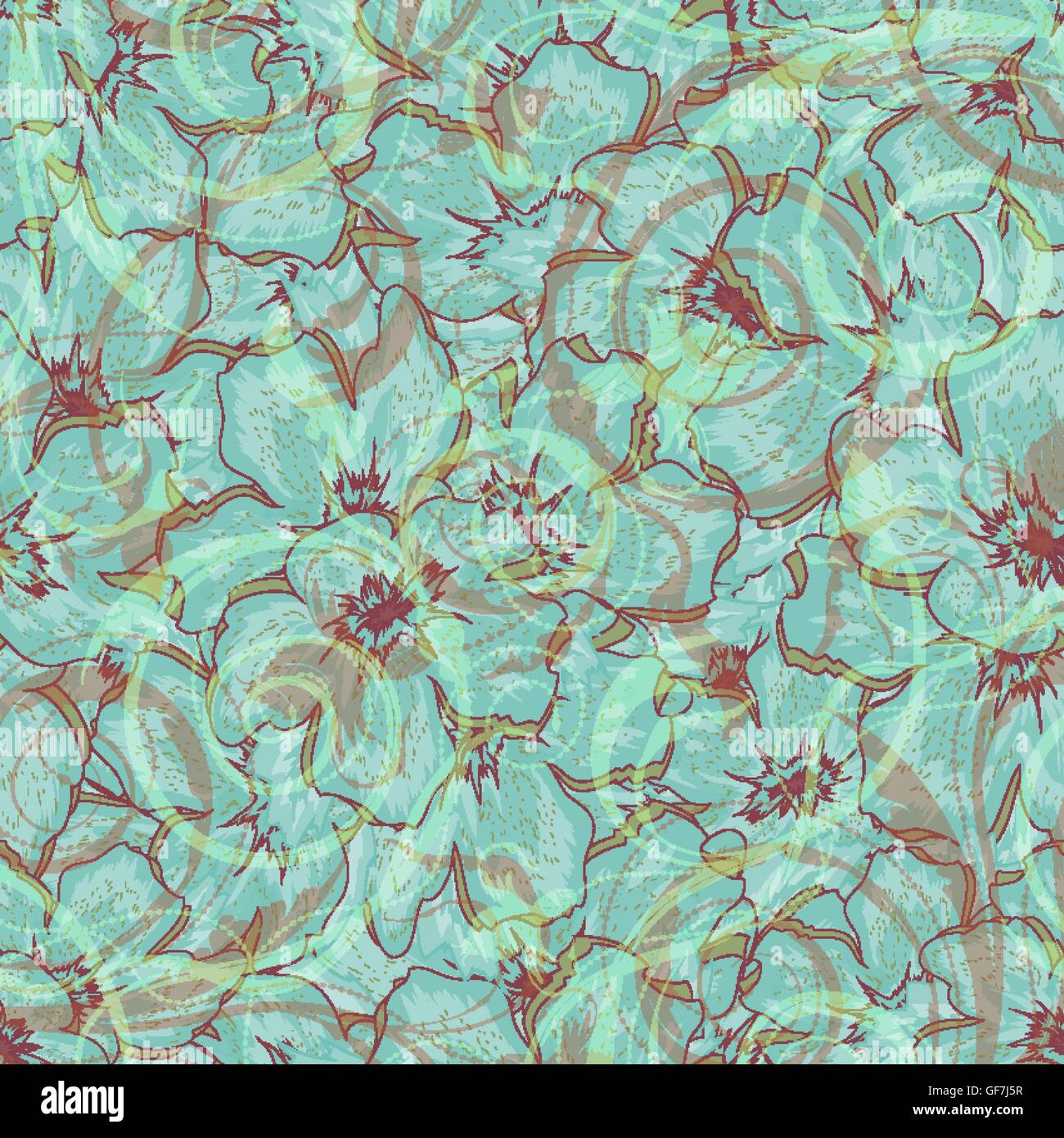 Turquoise and blue floral pattern Stock Vector Images - Alamy