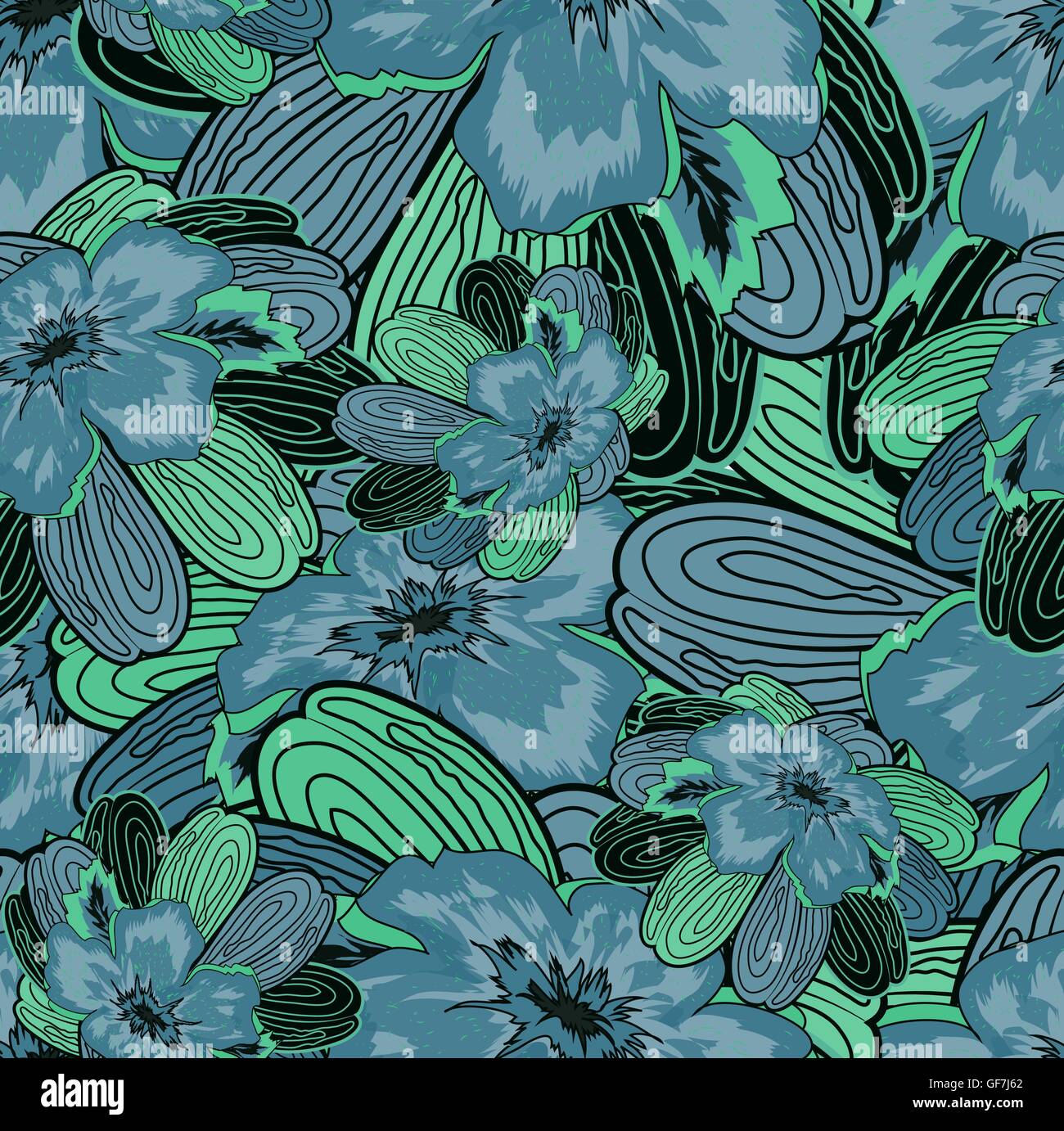 Turquoise and blue floral pattern Stock Vector Images - Alamy