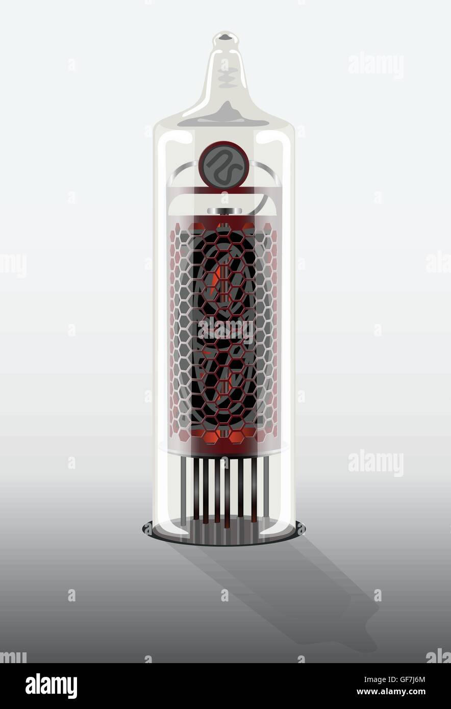 Lamp gas-discharge indicator displaying the numbers with a glowing neon ...