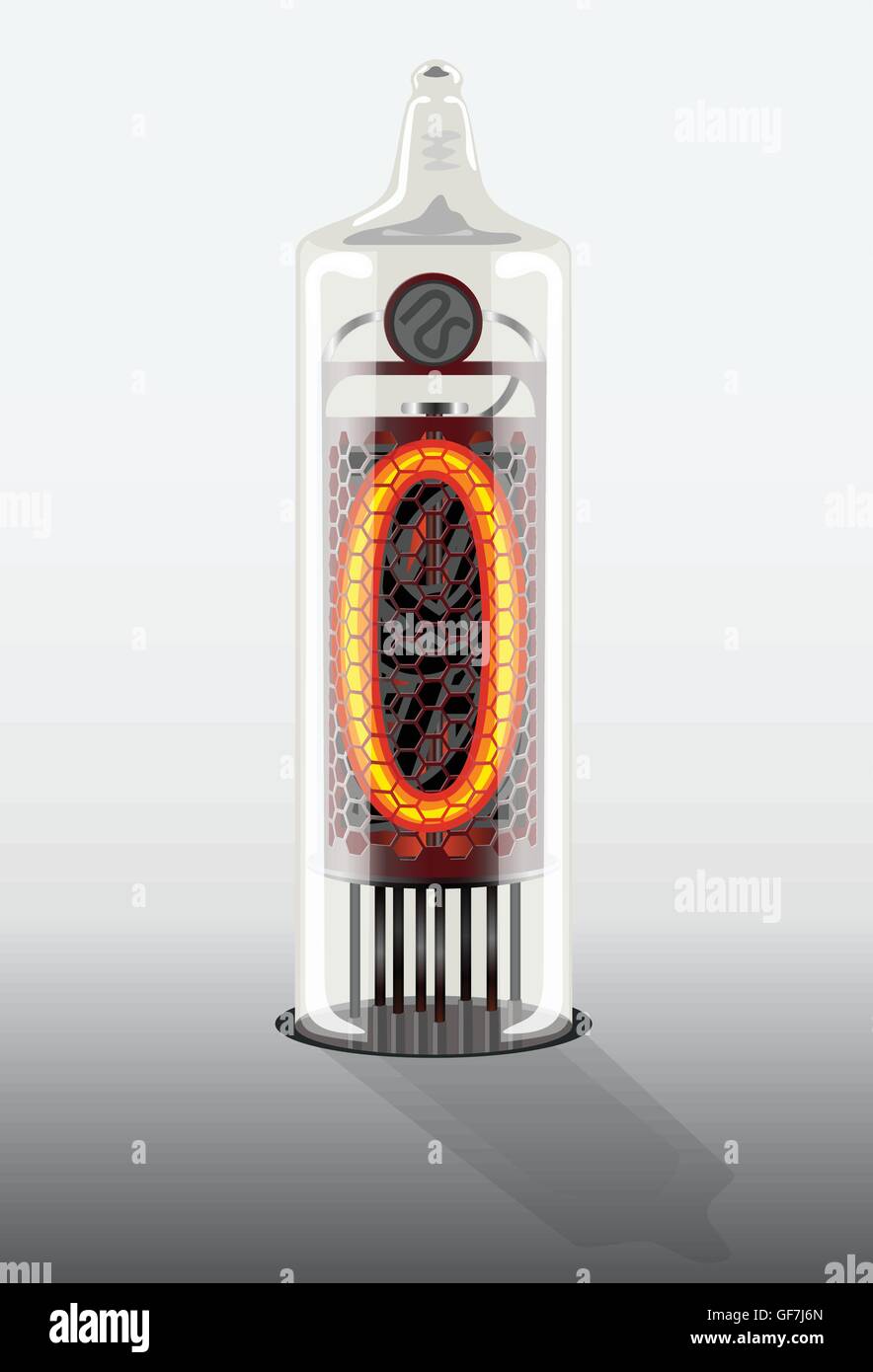 Lamp gas-discharge indicator displaying the numbers with a glowing neon ...