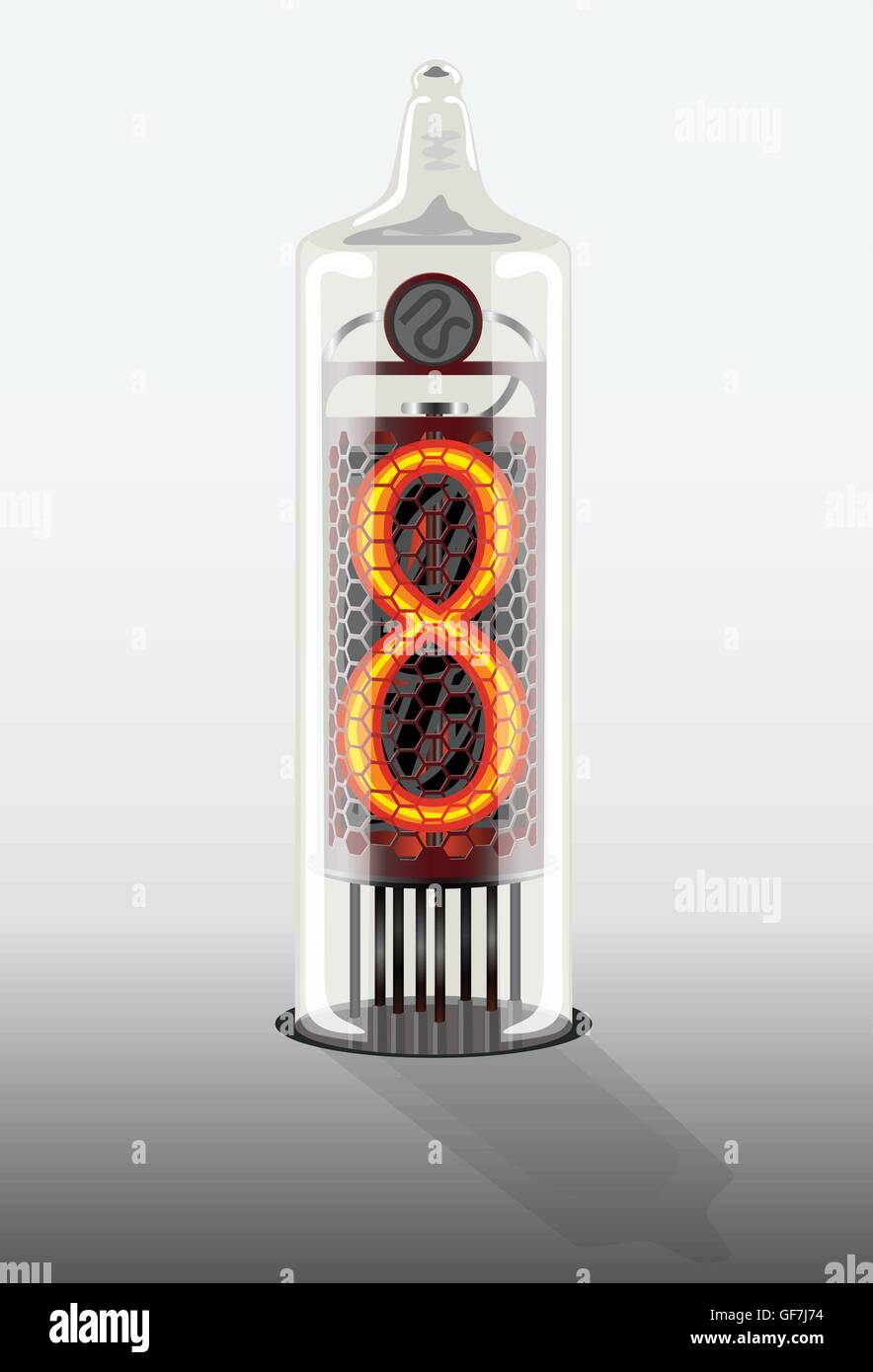 Lamp gas-discharge indicator displaying the numbers with a glowing neon ...