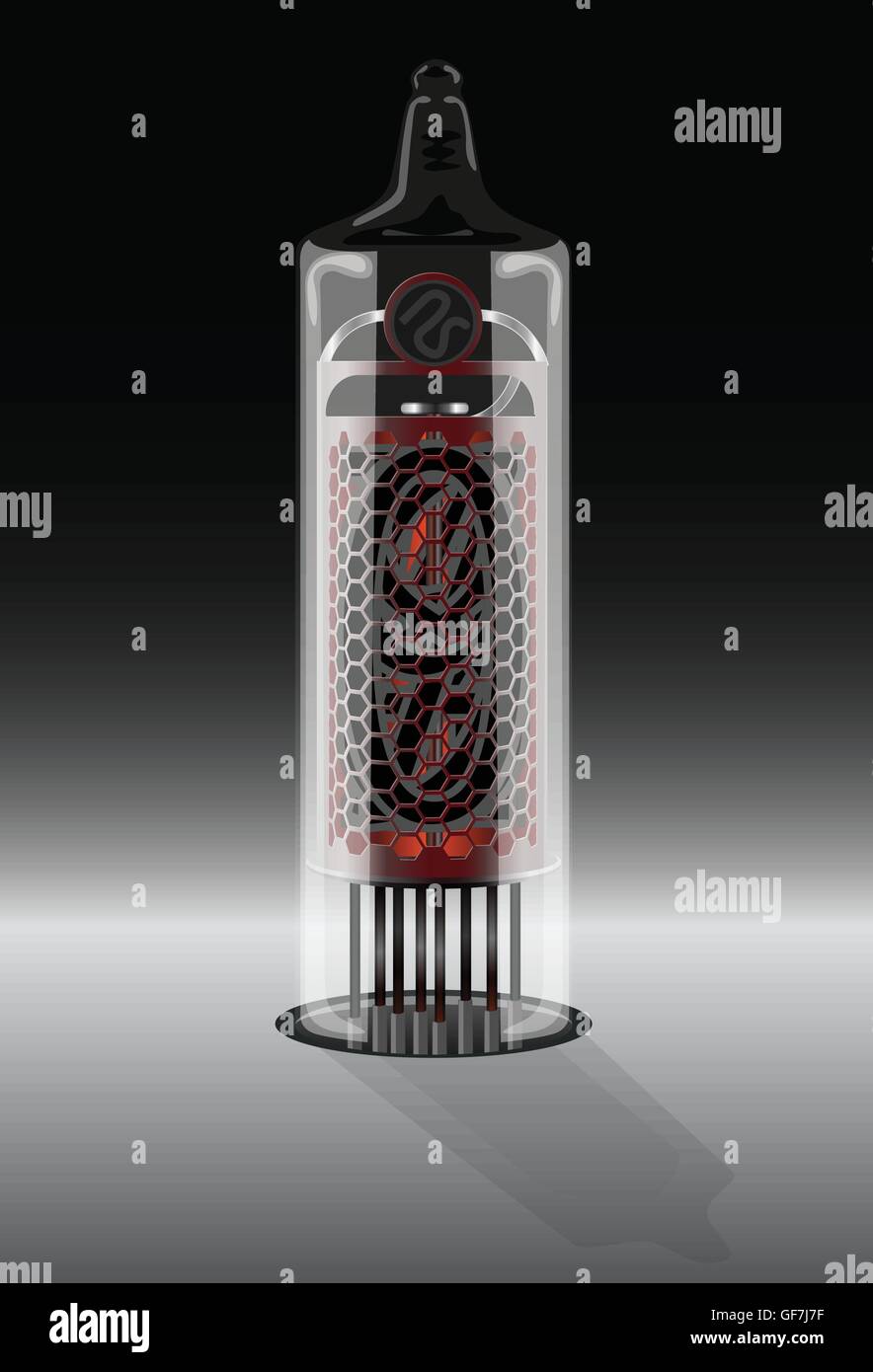 Lamp gas-discharge indicator displaying the numbers with a glowing neon ...