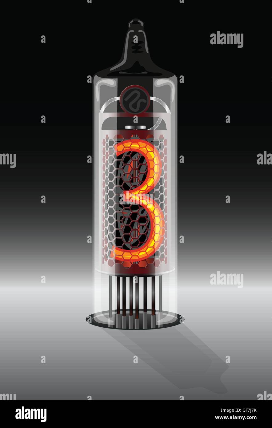 Lamp gas-discharge indicator displaying the numbers with a glowing neon ...