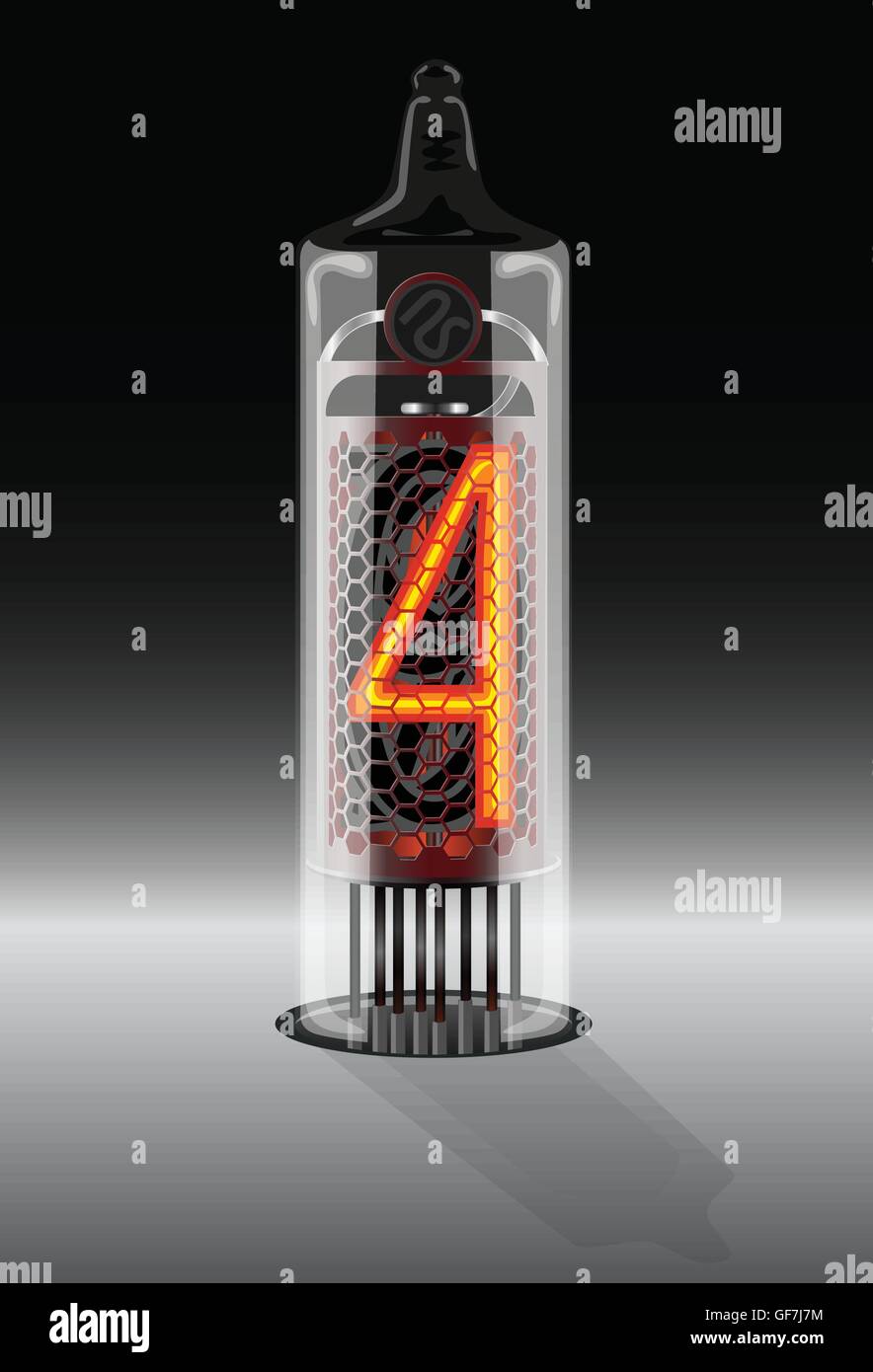 Lamp gas-discharge indicator displaying the numbers with a glowing neon ...