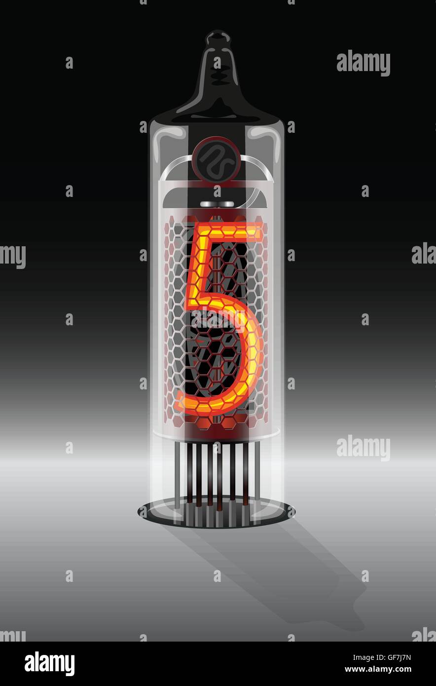 Lamp gas-discharge indicator displaying the numbers with a glowing neon ...