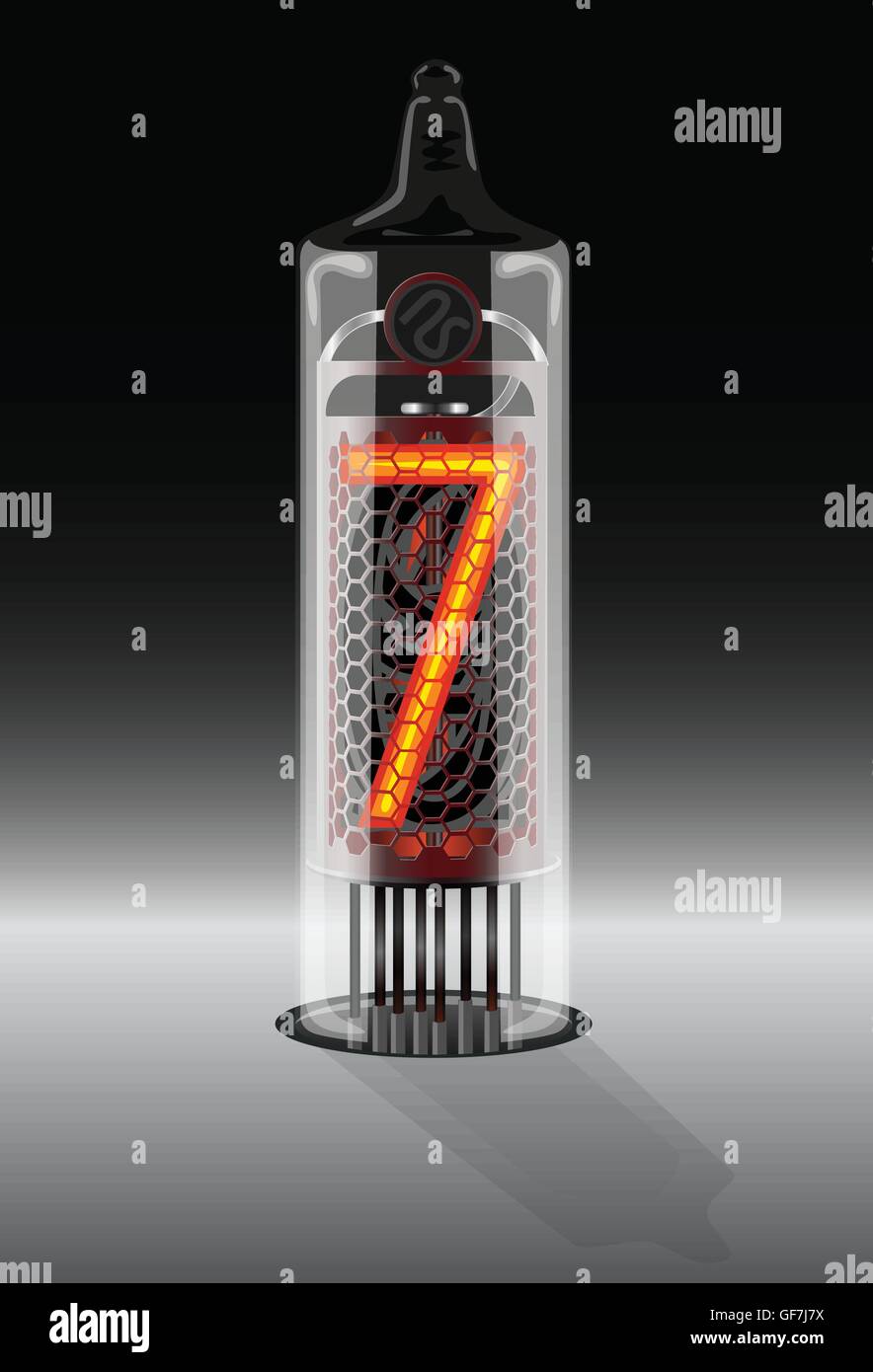 Lamp gas-discharge indicator displaying the numbers with a glowing neon ...