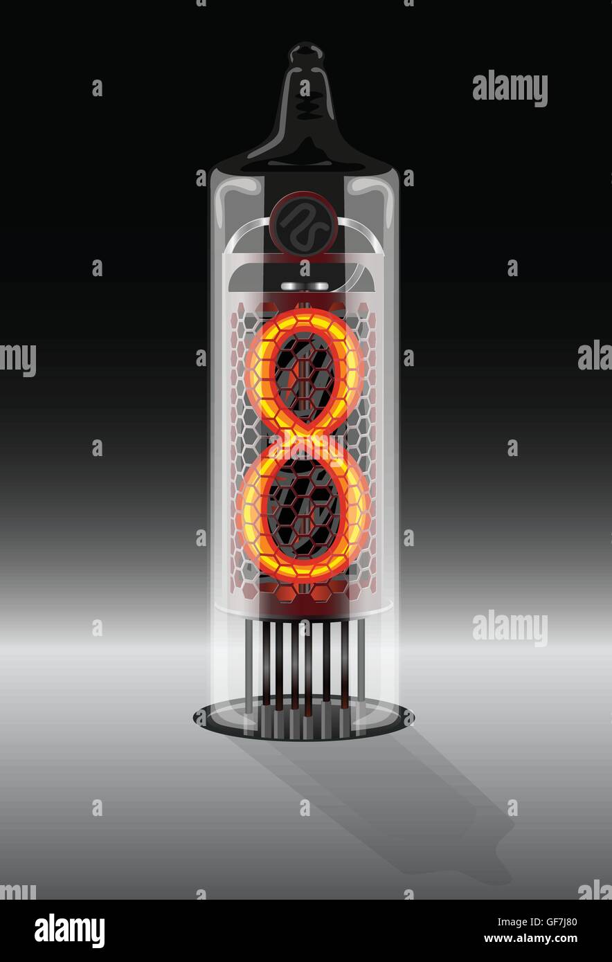 Lamp gas-discharge indicator displaying the numbers with a glowing neon ...