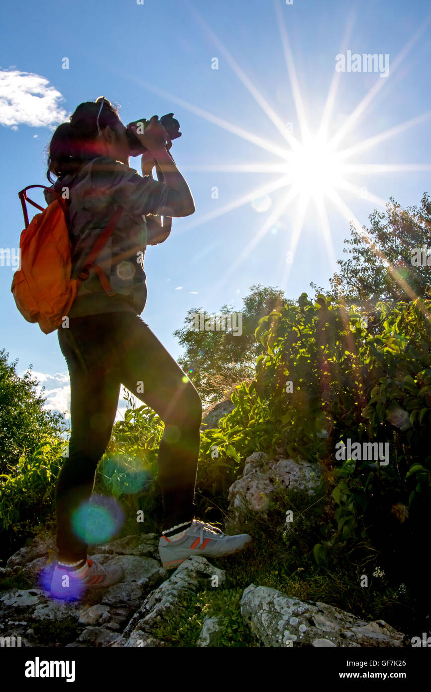 Blue sky and sun star in the back light hi-res stock photography and ...