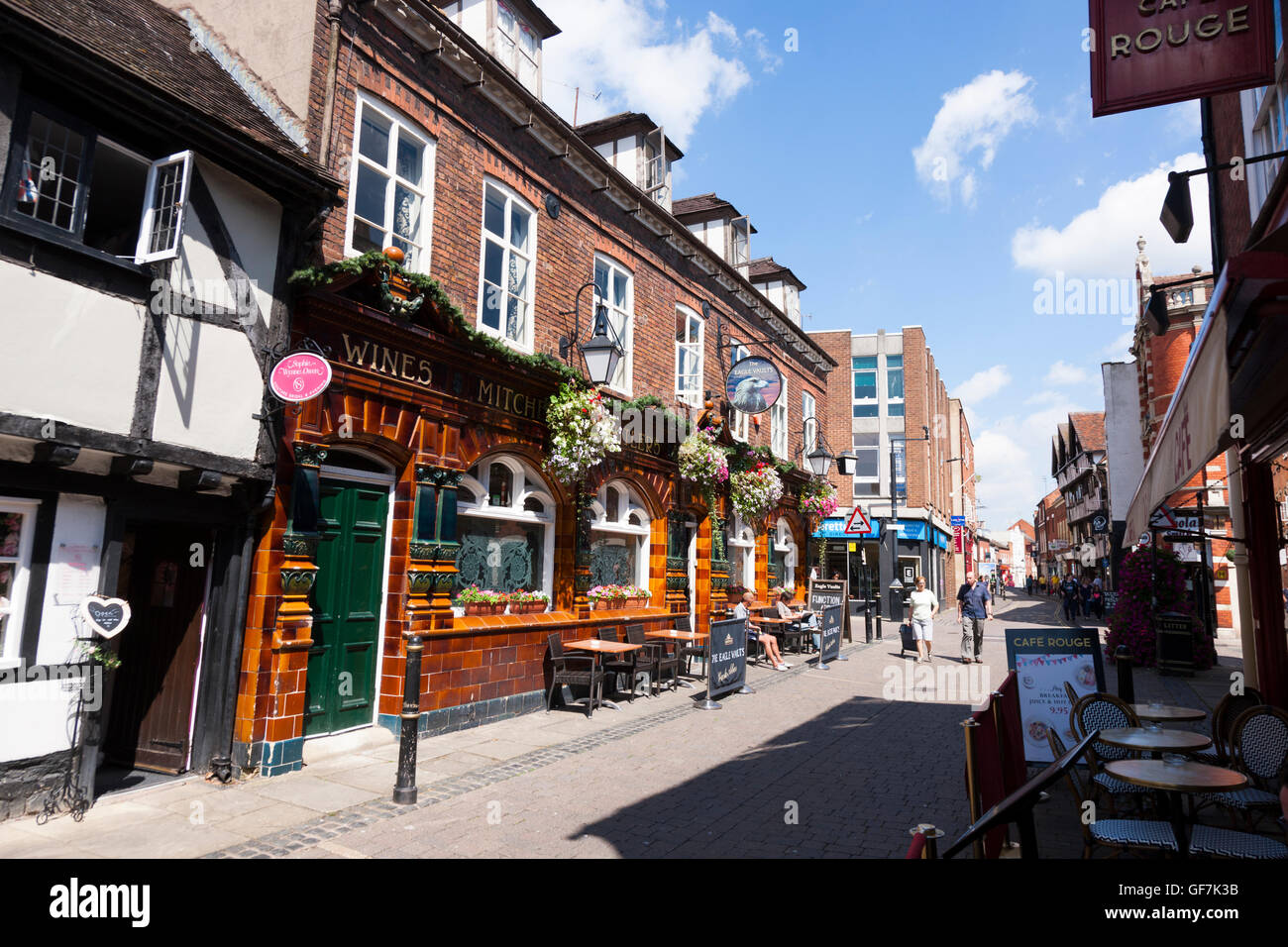 Road scene in historic centre / central Worcester city on Friar Street ...