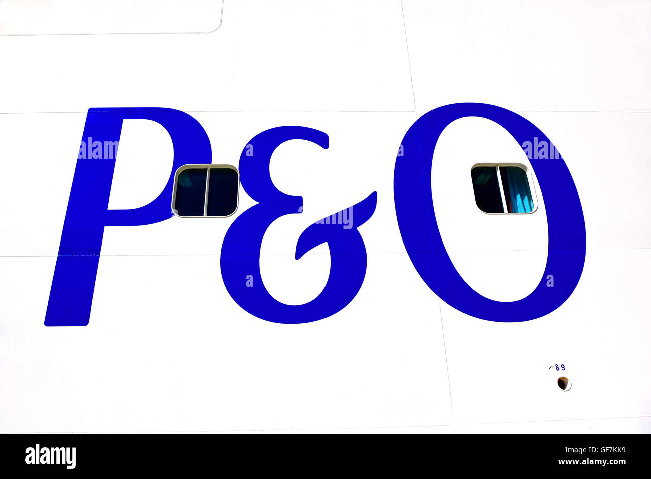 P&O large blue company sign on cruise ship Aurora Stock Photo - Alamy