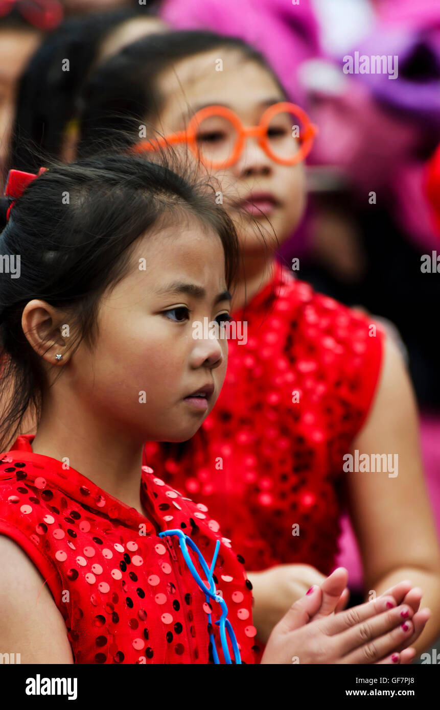 Chinese girls, dancers taking part in the Carnival Parade, part of the ... Chinese girls, dancers taking part in the Carnival Parade, part of the ...