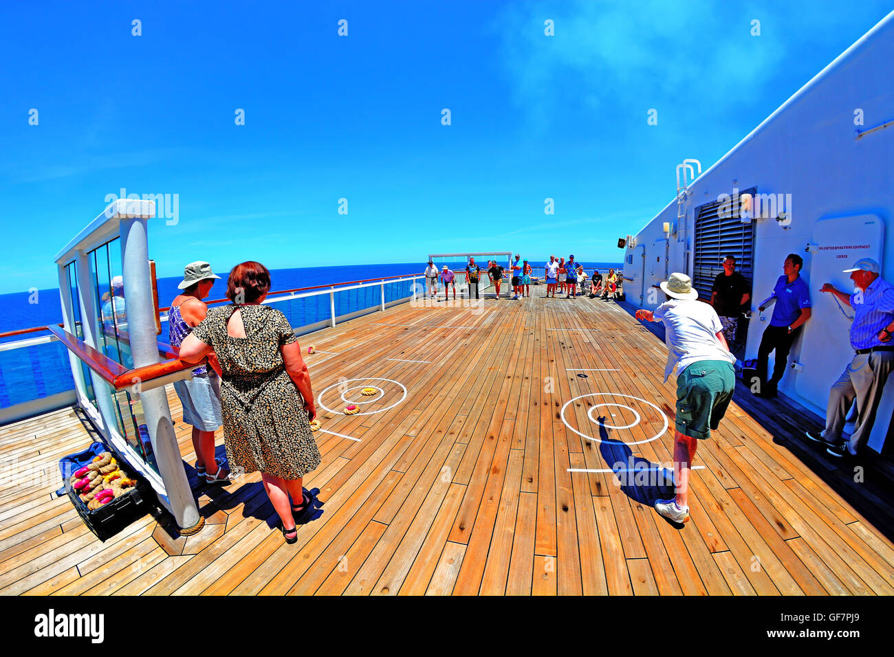 P&O cruise ship Aurora deck quoits game in the Mediterranean sea Stock ...