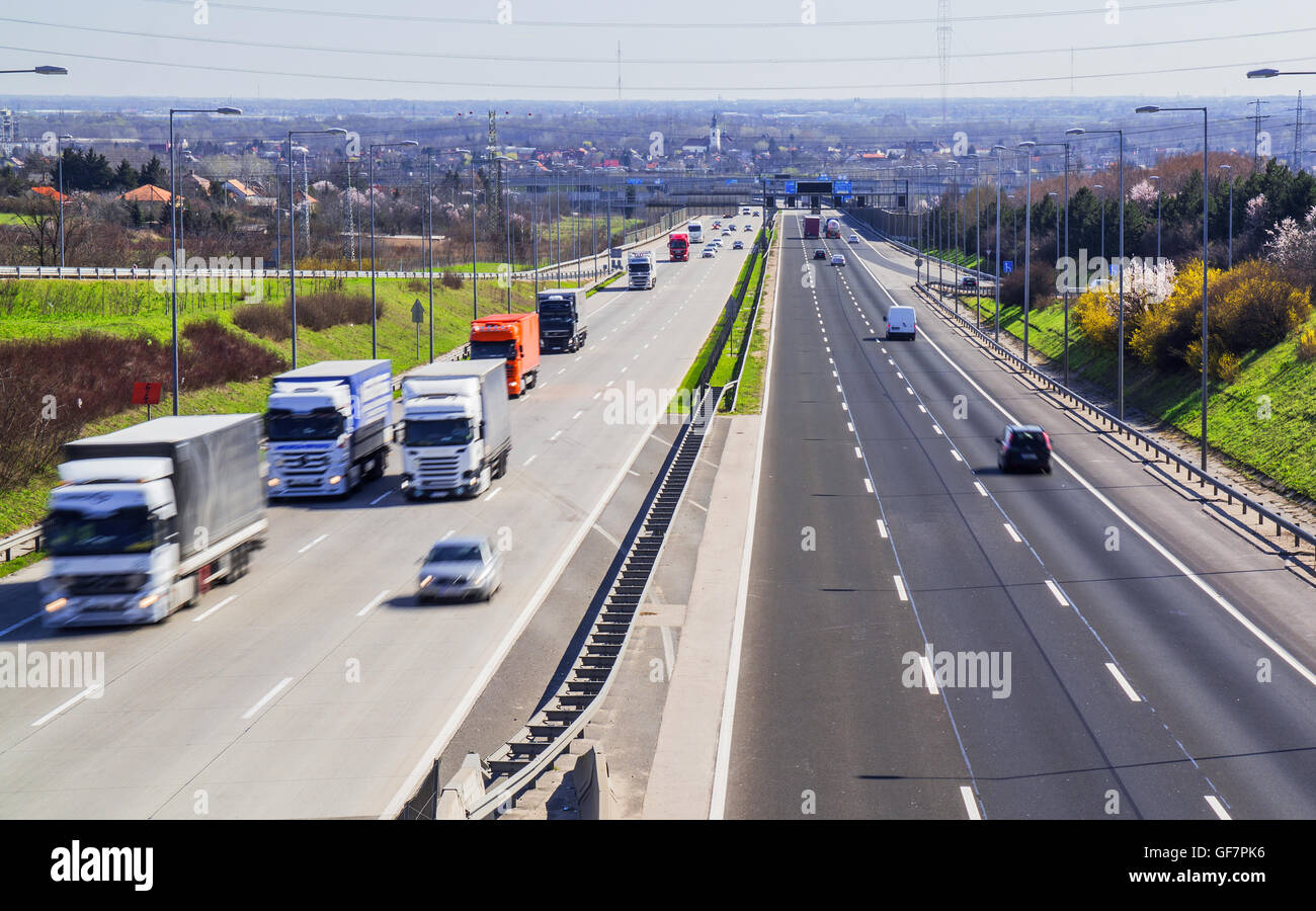 Four lane highway view on an overpass Stock Photo - Alamy
