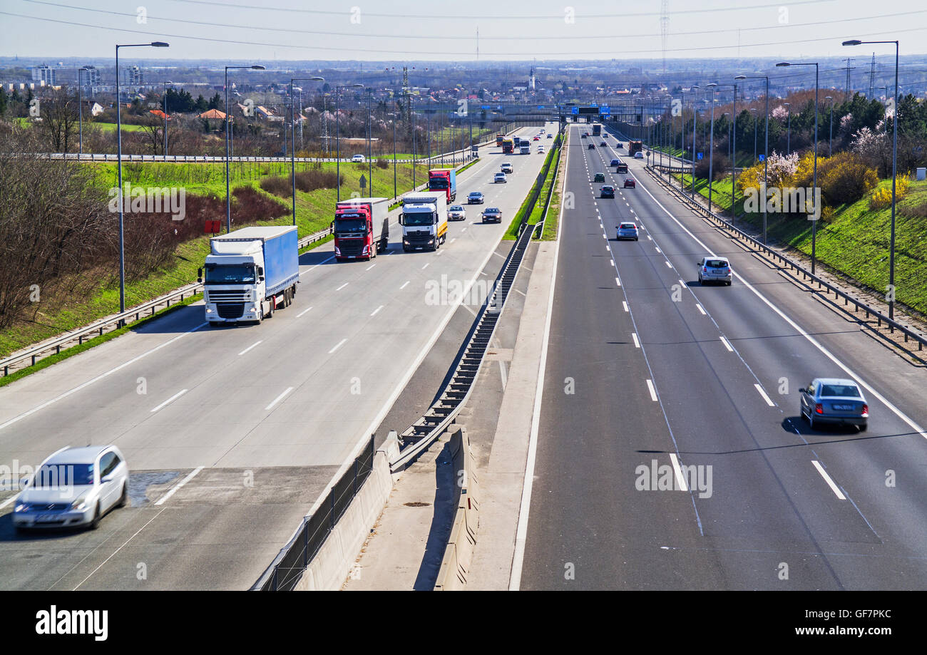 Road transport lorry car four lanes hi-res stock photography and images ...