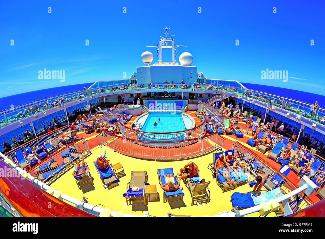 P&O cruise ship Aurora Riviera pool in the Mediterranean sea Stock ...