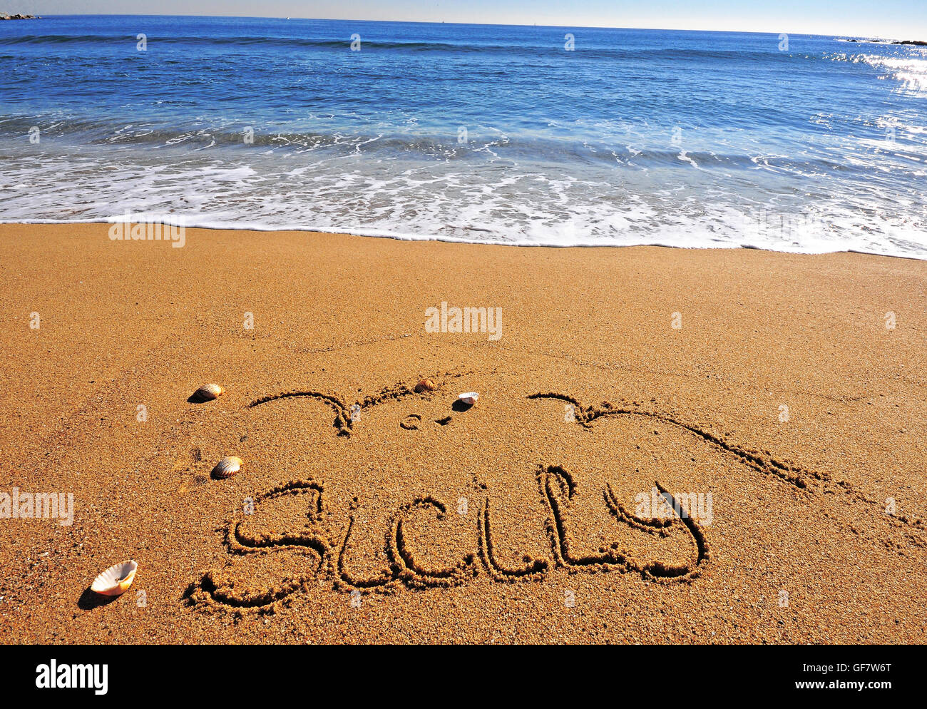 Mediterranean sign beach hi-res stock photography and images - Alamy