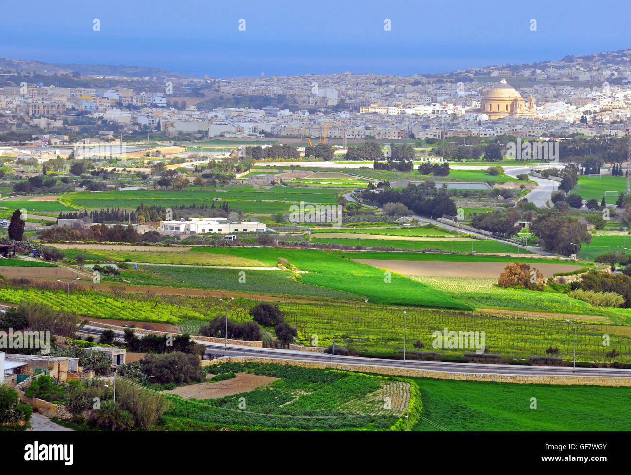 Maltese landscape. View from Mdina mediaval city Stock Photo - Alamy