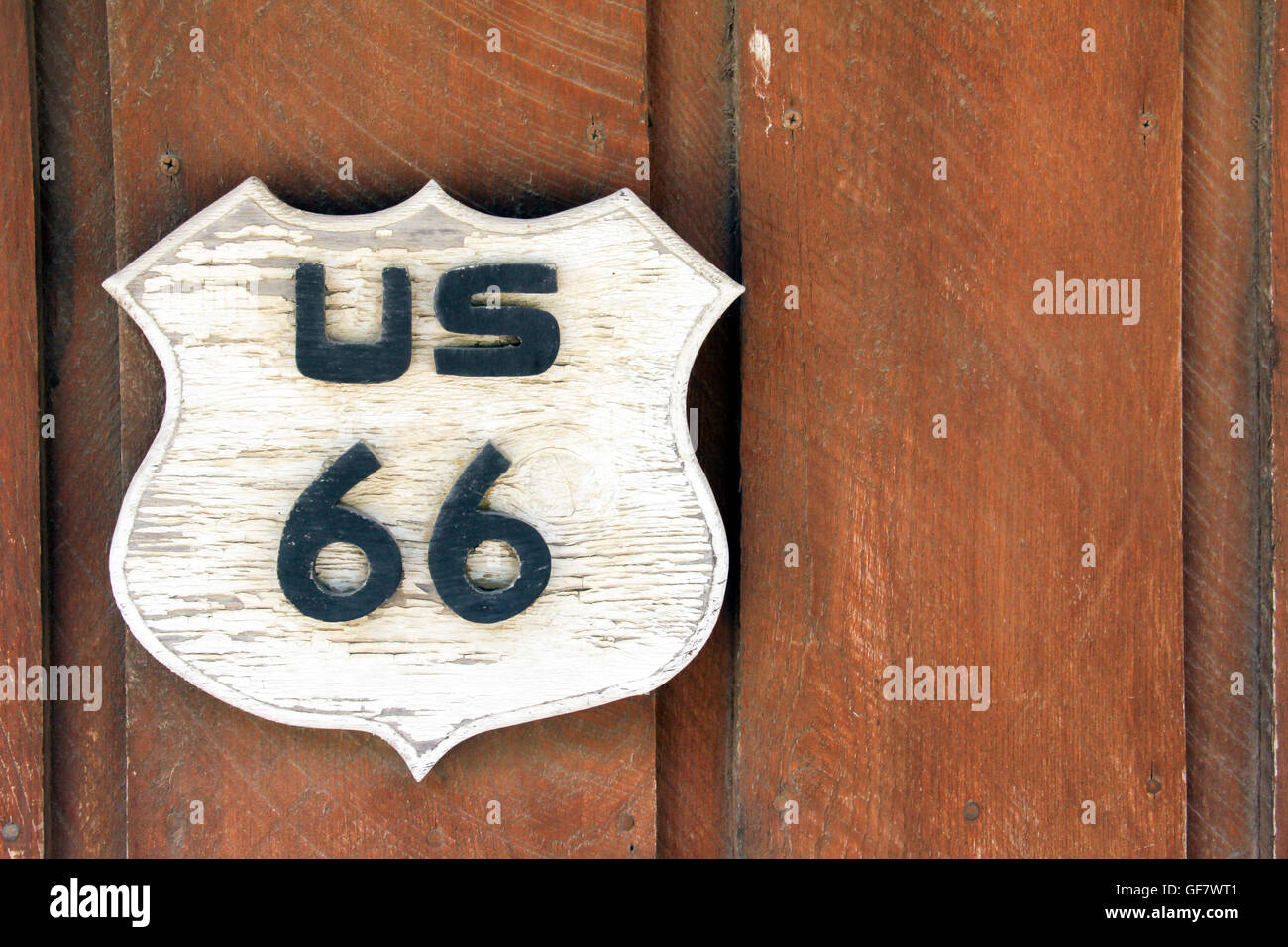 Rustic Route 66 wooden sign hanging on a wooden background Stock Photo ...